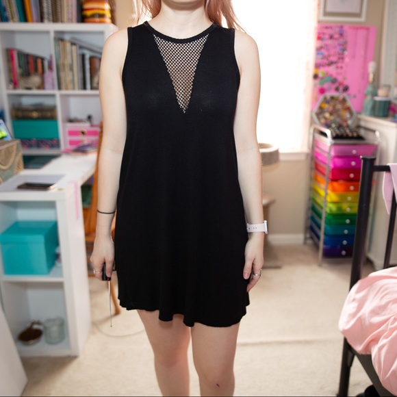 Forever 21 | Dresses | Black Mini Dress With Fishnet Detail | Poshmark